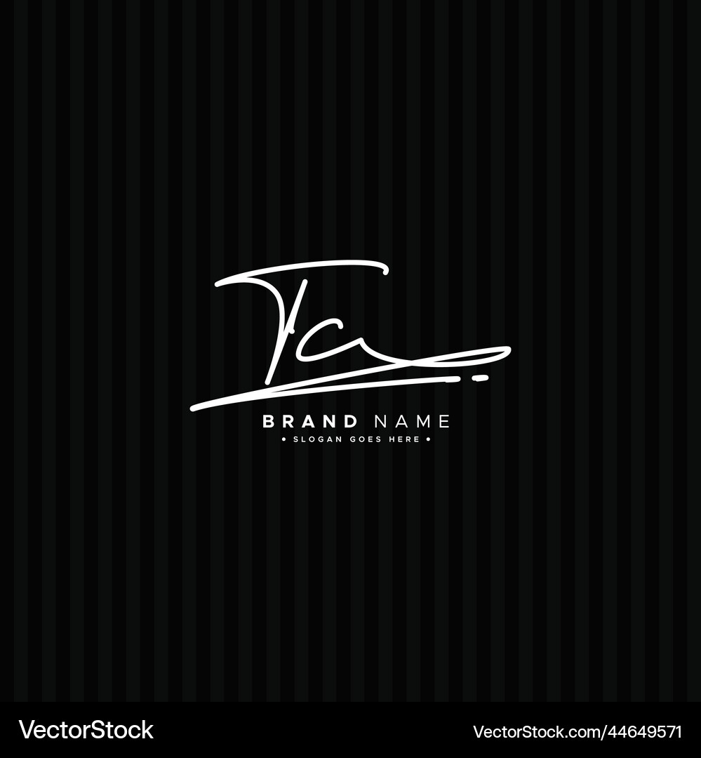 Tc simple signature logo - handwritten template Vector Image