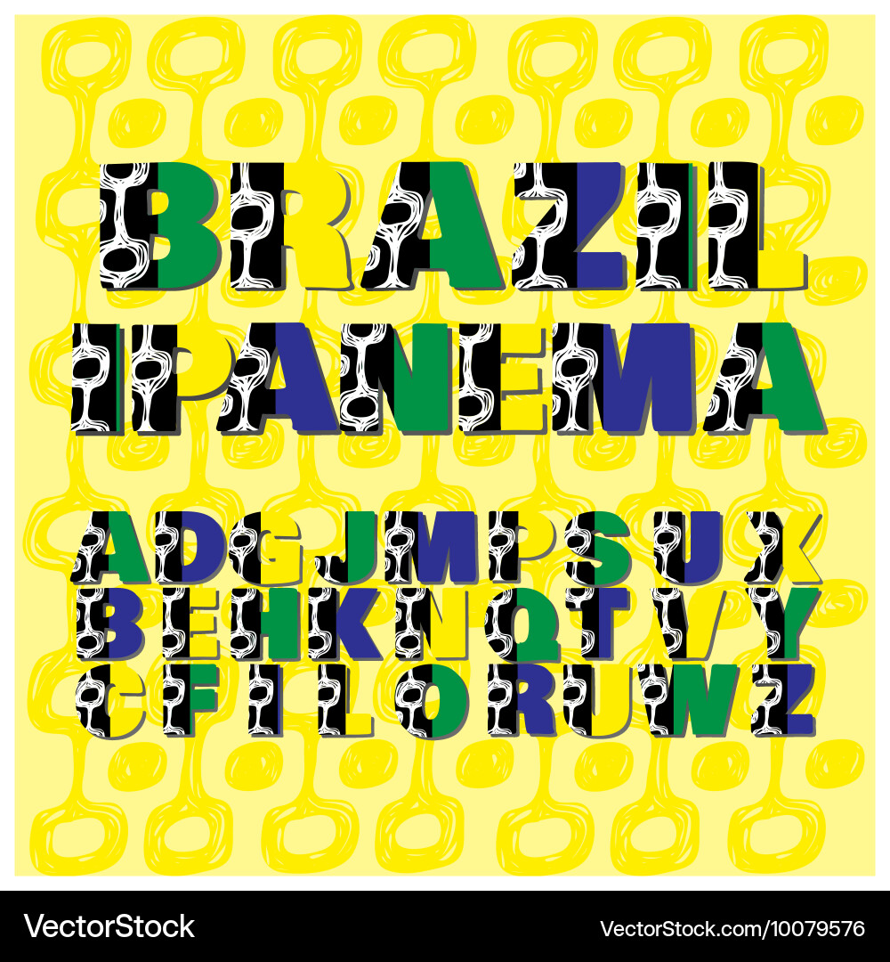 Alphabet letters in brazil style Royalty Free Vector Image