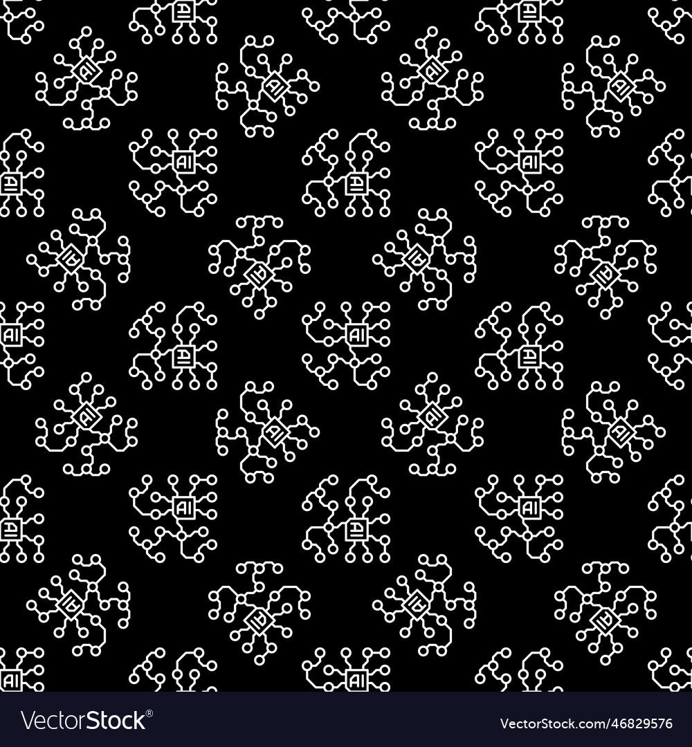 Artificial intelligence outline dark seamless Vector Image