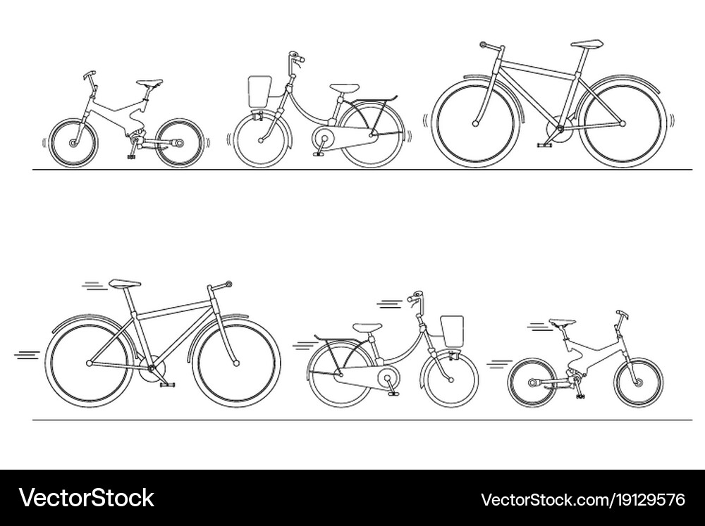 Bicycle set for family ride Royalty Free Vector Image