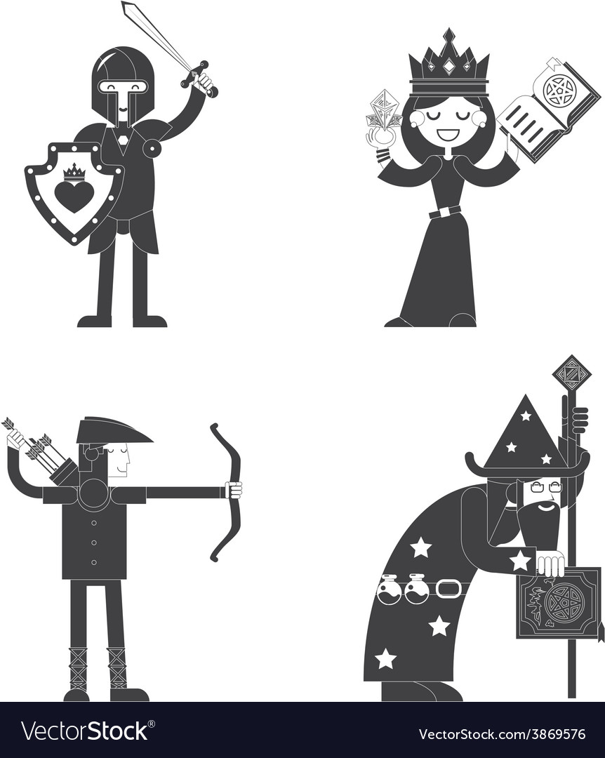 Fantasy characters flat icon Royalty Free Vector Image