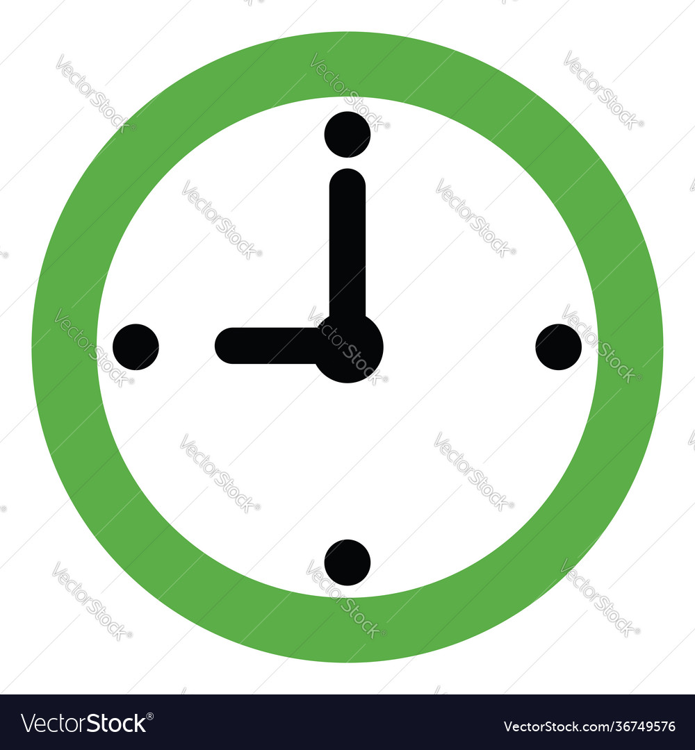 Green clock on a white background Royalty Free Vector Image
