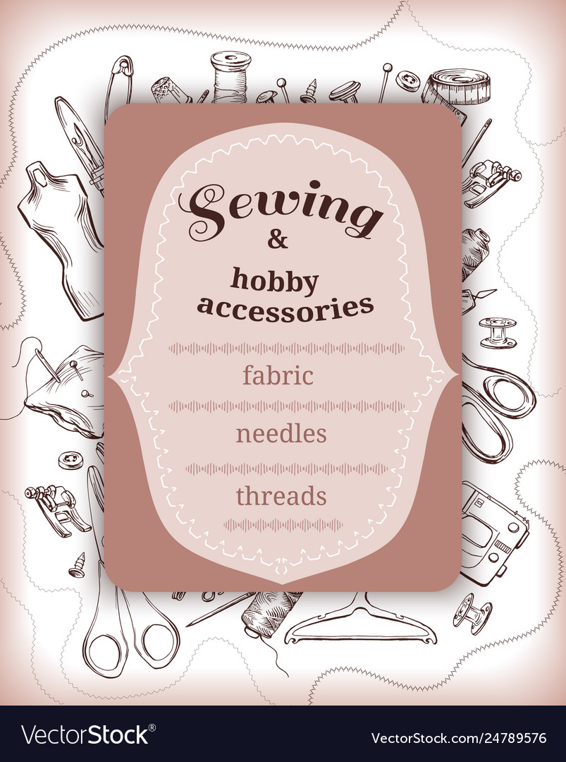 Hand drawn tailoring elements template Royalty Free Vector