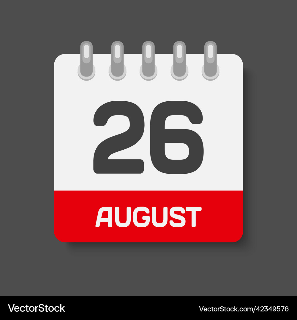 Icon day date 26 august template calendar page Vector Image