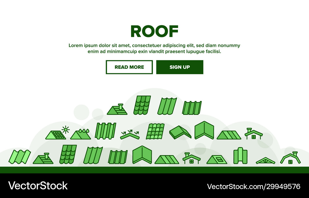 Roof construction collection icons set Royalty Free Vector