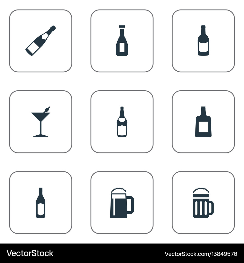 Set of simple beverage icons Royalty Free Vector Image