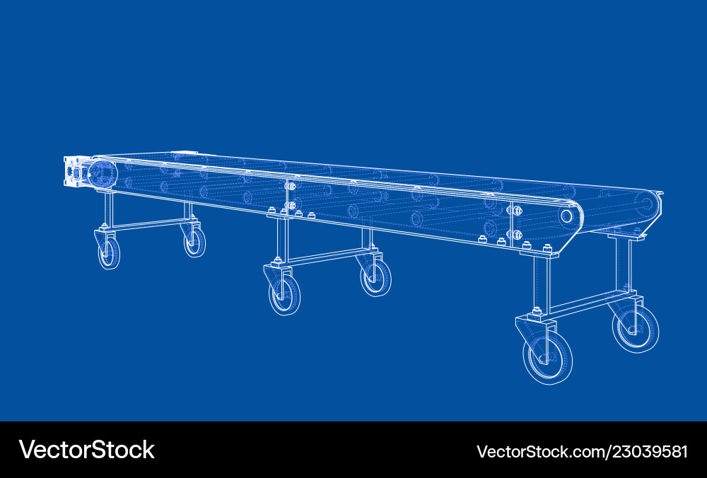 3d outline conveyor belt rendering of Royalty Free Vector