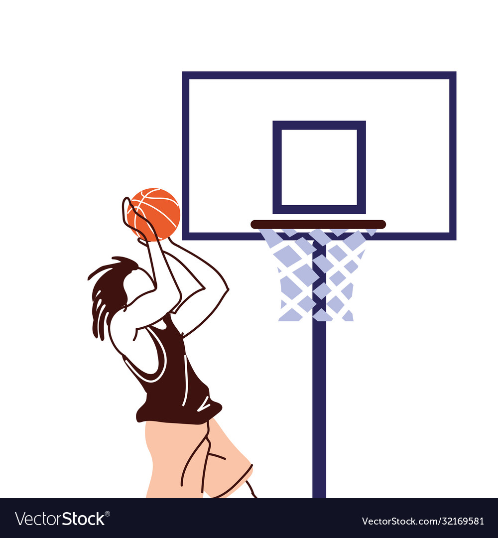 Basketball player man with ball jumping Royalty Free Vector