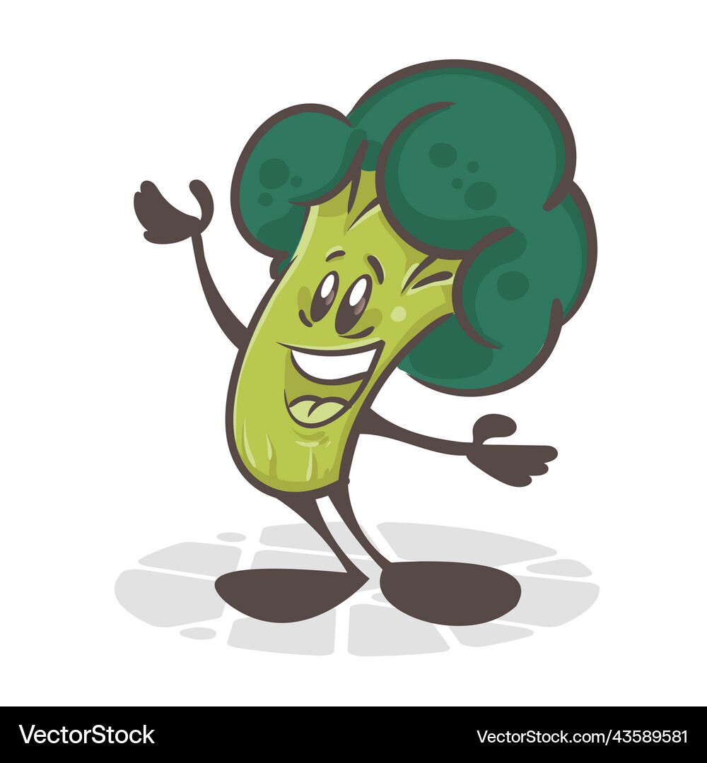 Broccoli funny vegetables cute cartoon character Vector Image