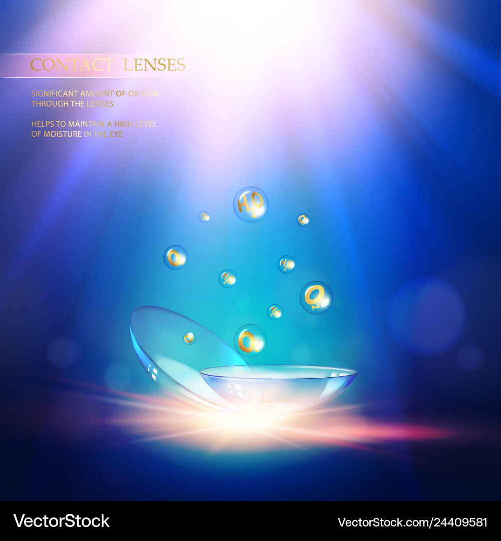Contact lens concept with water wave flows over Vector Image