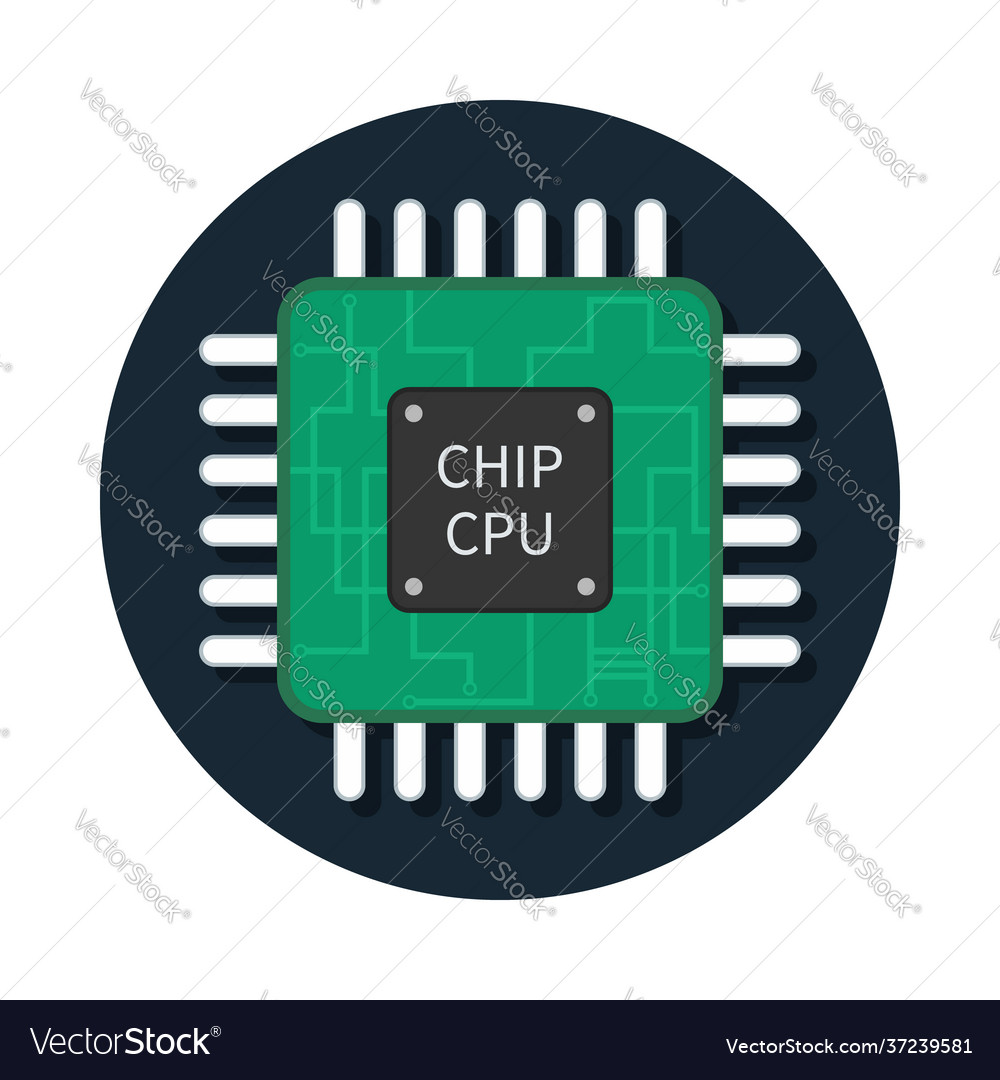 Cpu chip icon microchip semiconductor Royalty Free Vector