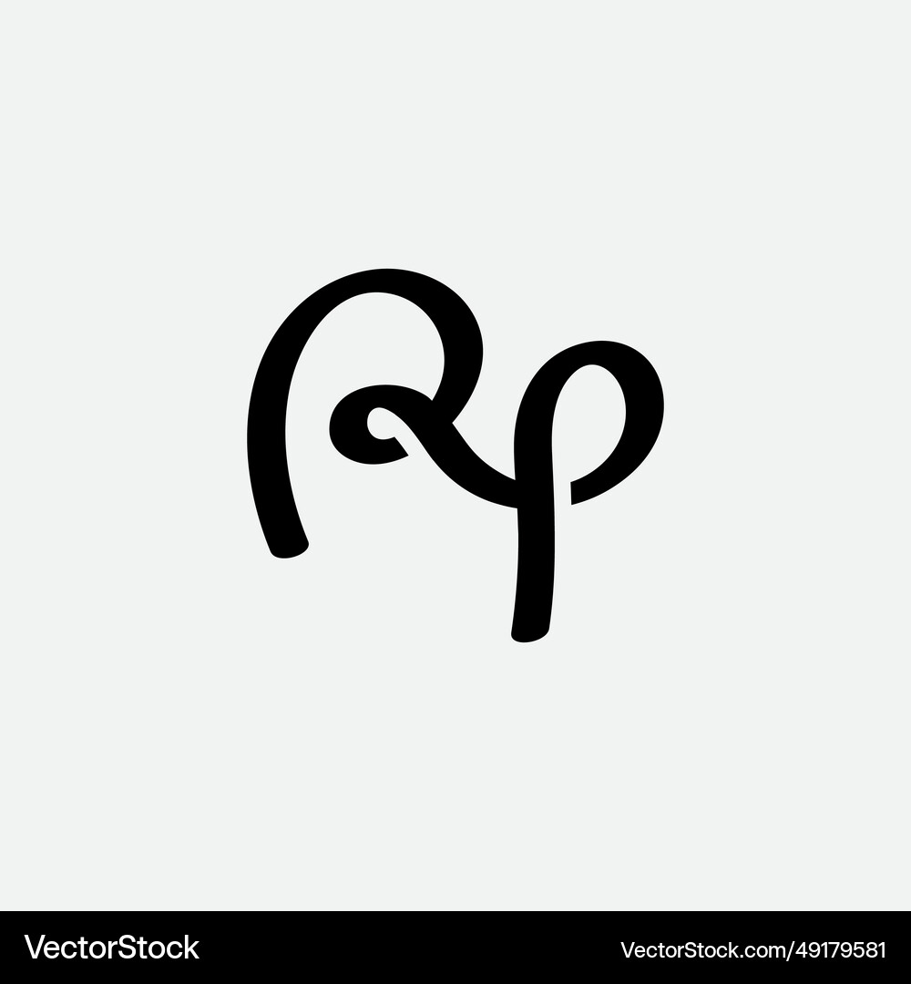 Creative rp r p handwriting letter calligraphy Vector Image