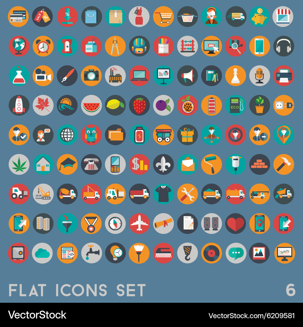 Flat icons design modern big set of various Vector Image