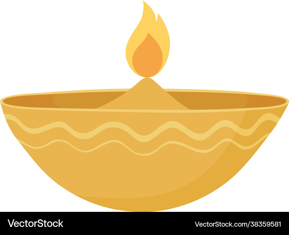 Gold bowl with a candle Royalty Free Vector Image