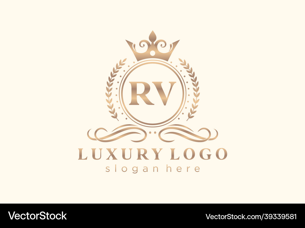 Initial rv letter royal luxury logo template Vector Image