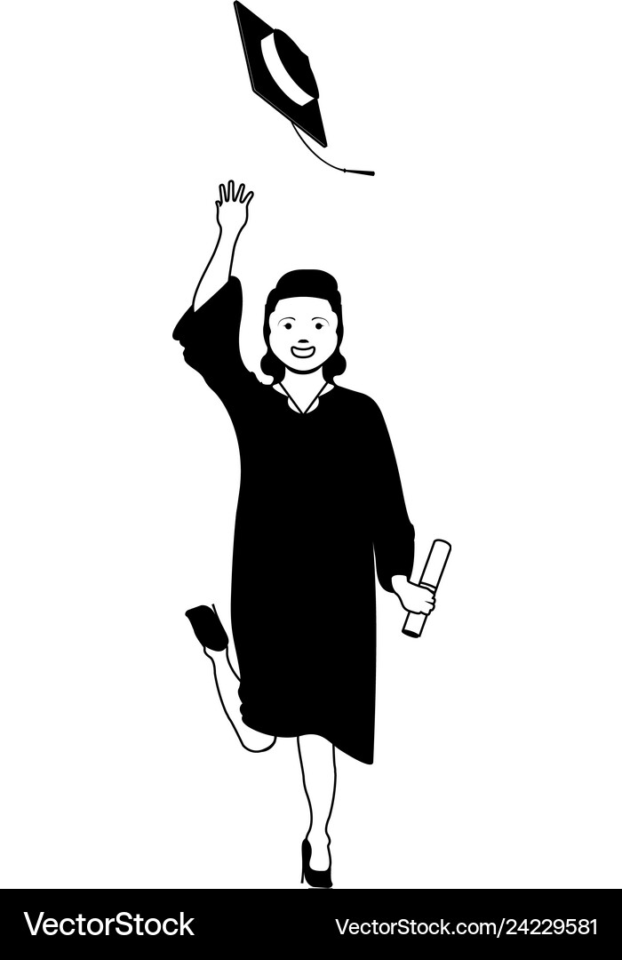 Isolated happy graduating woman Royalty Free Vector Image