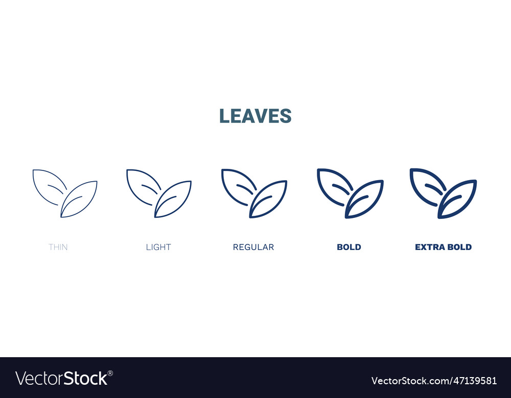 Leaves icon thin light regular bold black Vector Image