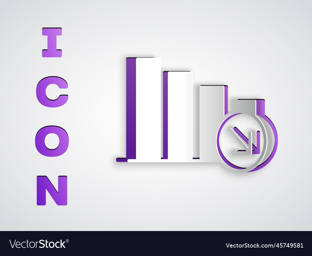 Paper cut financial growth decrease icon isolated Vector Image