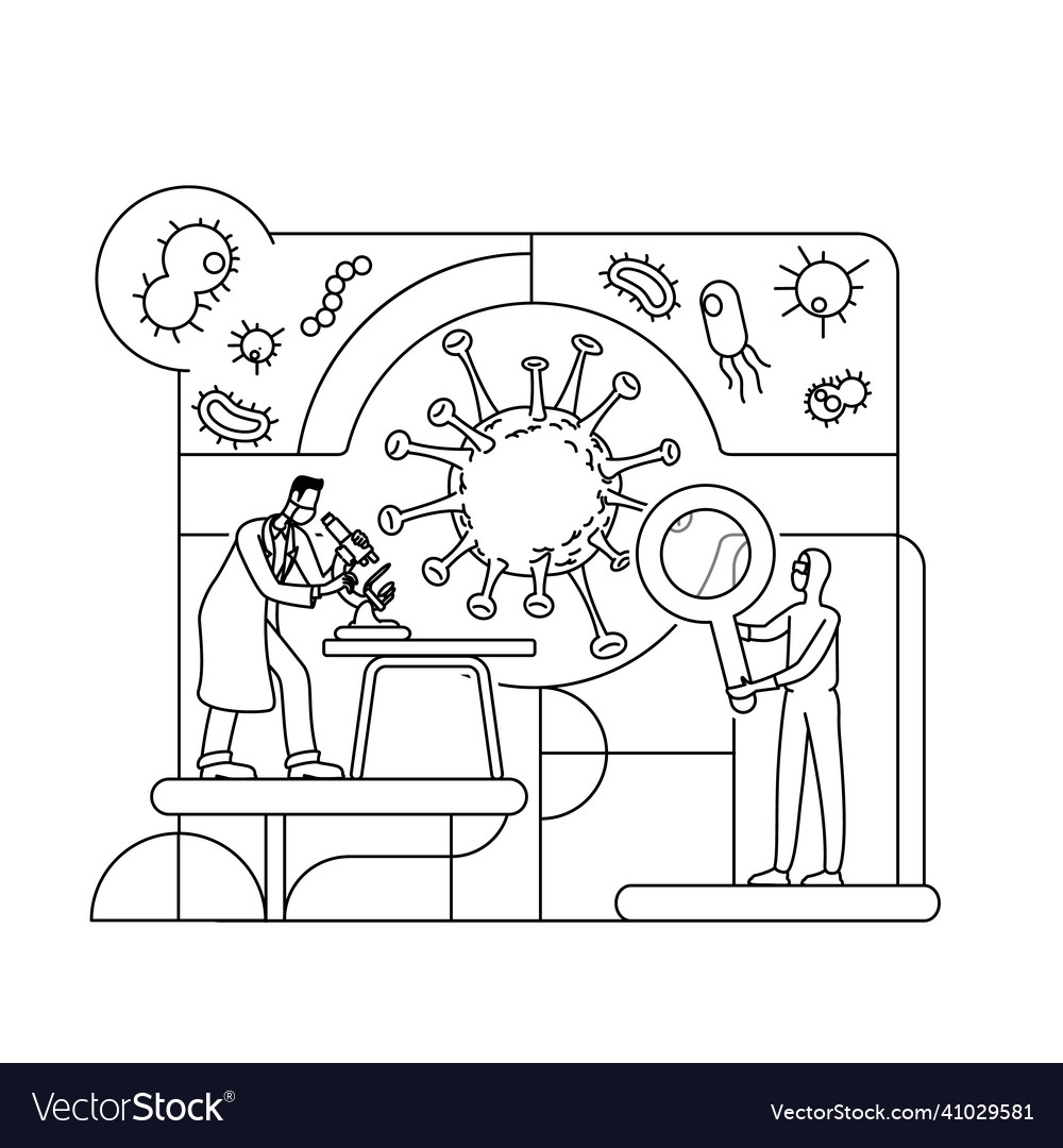Pathogen analysis thin line concept Royalty Free Vector