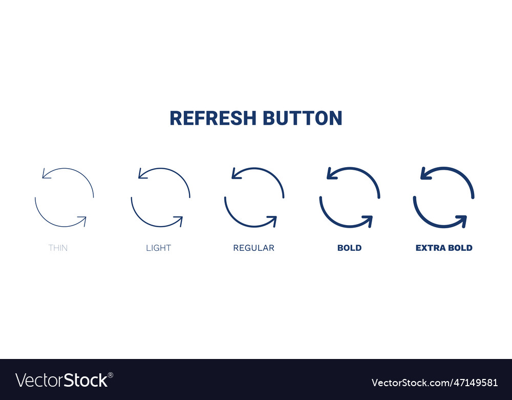 Refresh button icon thin light regular bold black Vector Image