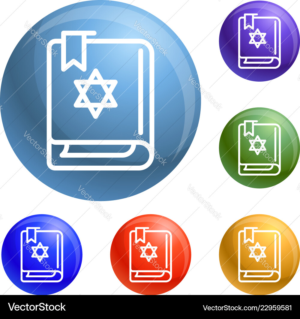 Torah book icons set Royalty Free Vector Image