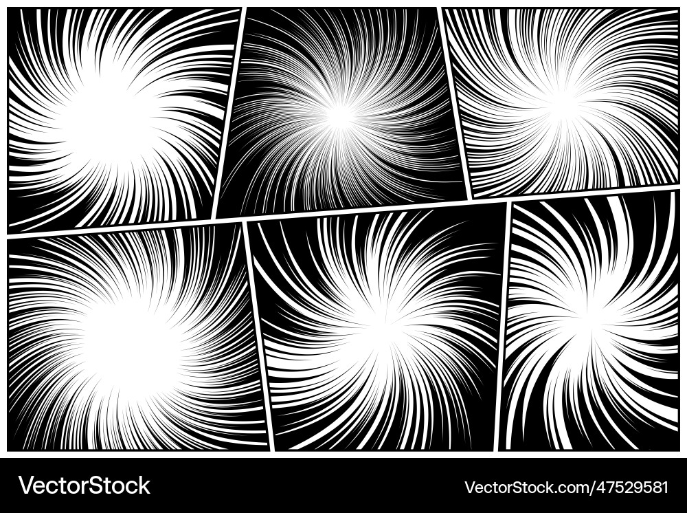 Twisted comic book radial rays lines comics Vector Image
