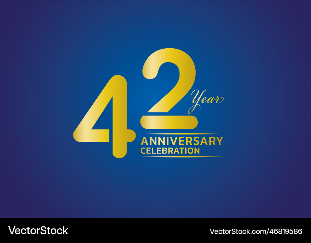 42 years anniversary celebration logotype gold Vector Image