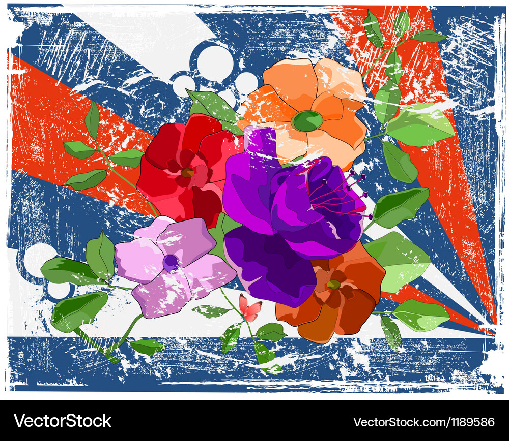 Bunch of flowers on a back background Royalty Free Vector