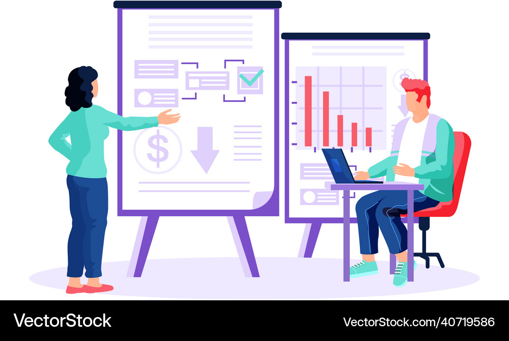 Businesswoman showing and explaining plan Vector Image