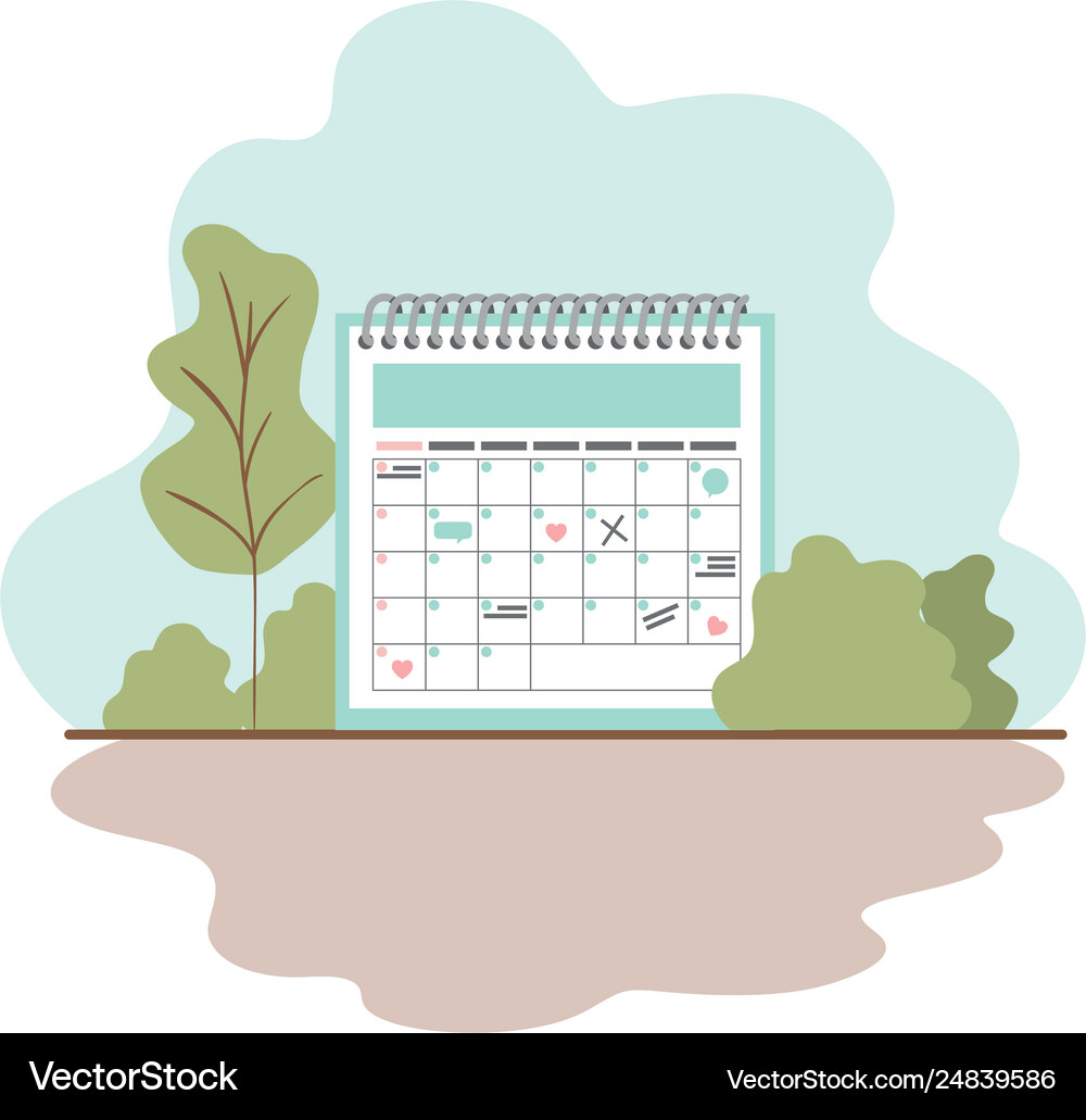 Calendar with landscape isolated icon Royalty Free Vector