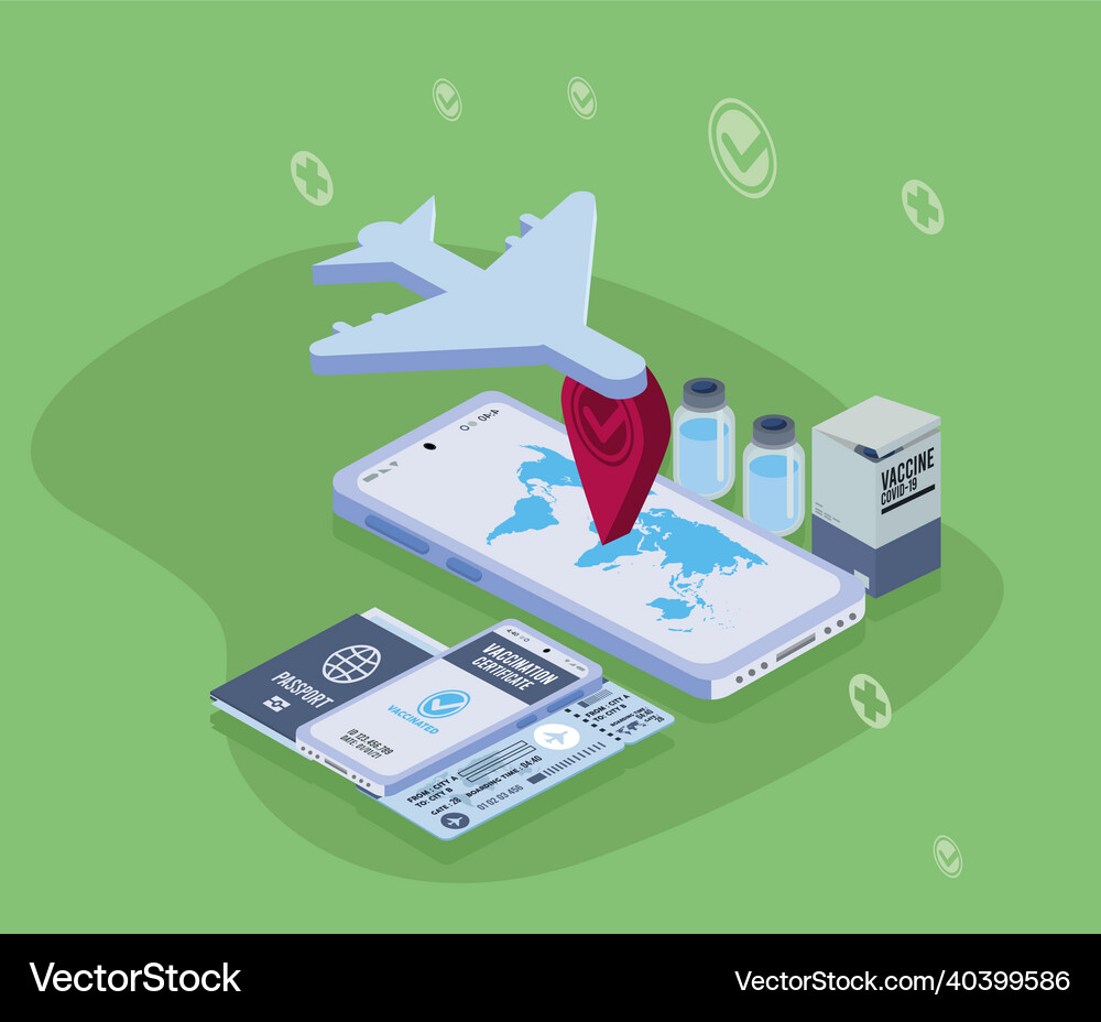 Covid19 vaccine isometric icons Royalty Free Vector Image