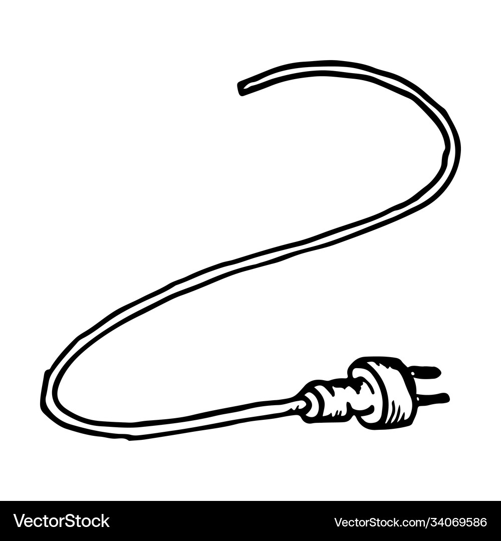 Electric cord icon a cord hand drawn Royalty Free Vector