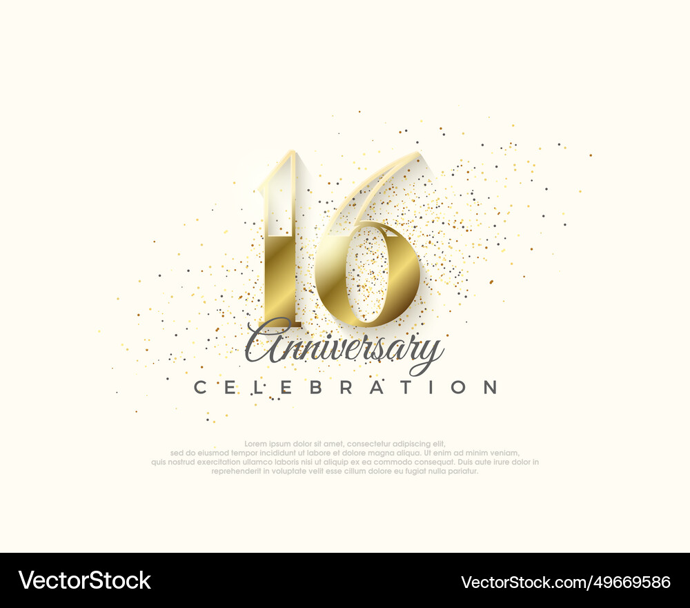 Elegant and luxurious 16th anniversary design Vector Image