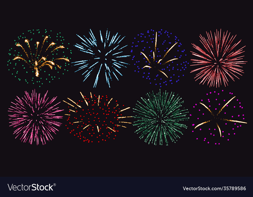 Firework set isolated Royalty Free Vector Image