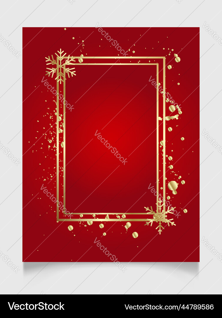 Golden shiny glowing blank christmas frame Vector Image