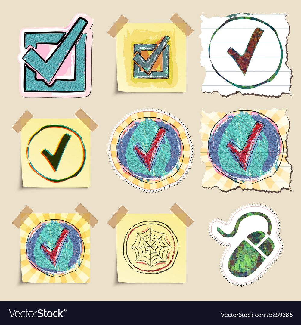 Hand drawn web emblems set isolated Royalty Free Vector