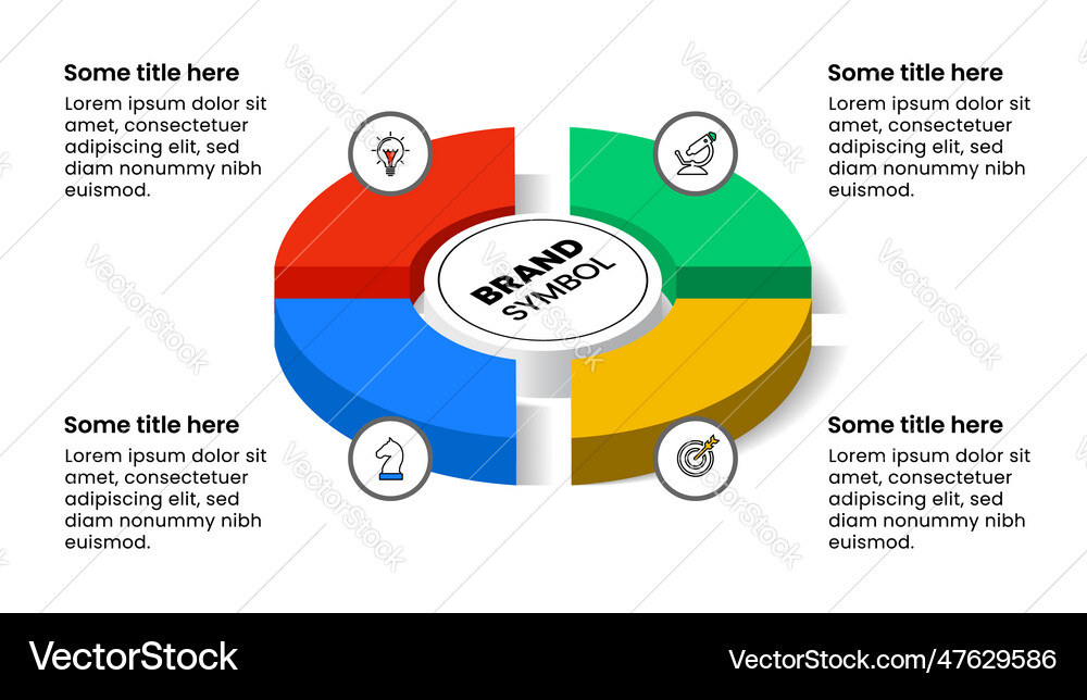 Infographic template isometric pie with 4 parts Vector Image