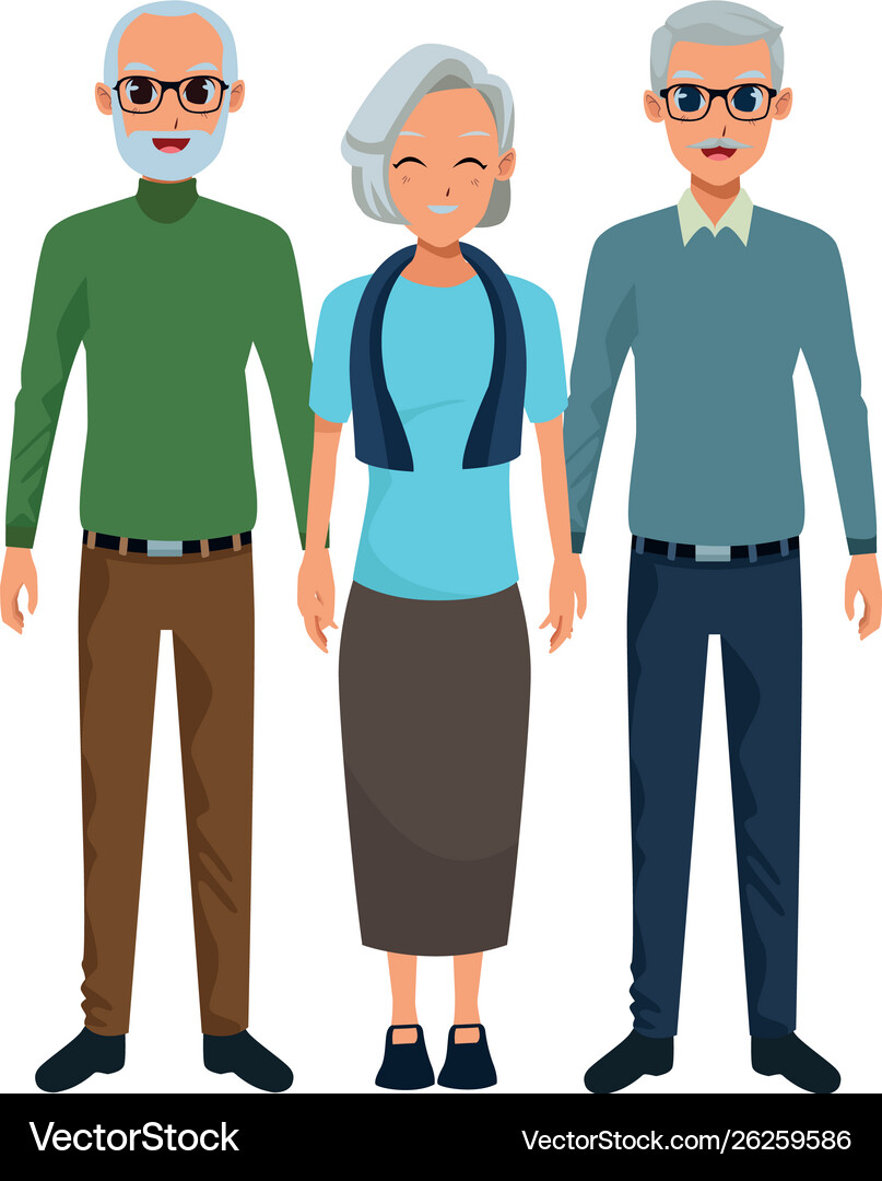 Old people smiling and happy Royalty Free Vector Image