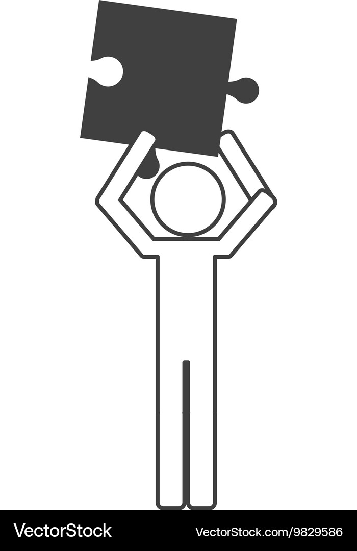 Person holding puzzle piece icon Royalty Free Vector Image