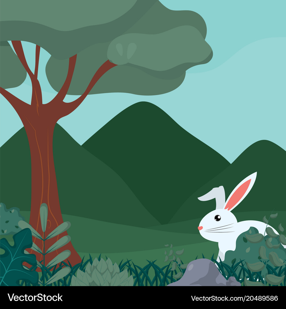 Rabbit in forest Royalty Free Vector Image - VectorStock