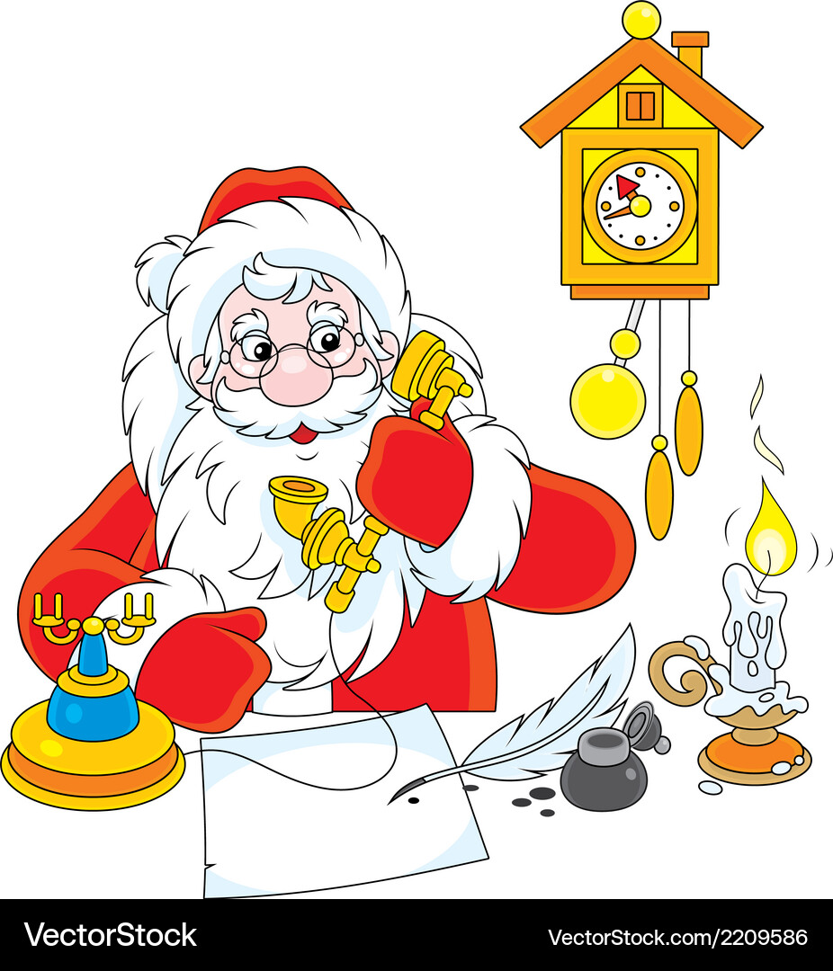 Santa claus calling on the phone Royalty Free Vector Image