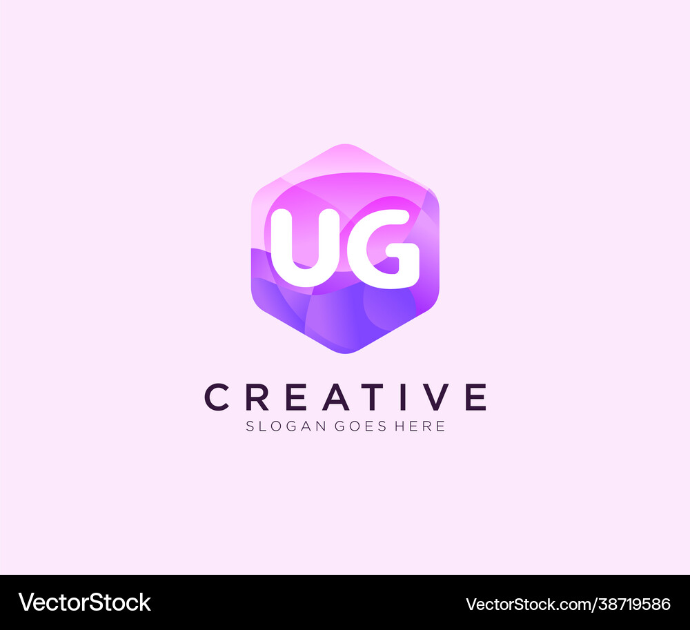 Ug initial logo with colorful hexagon modern Vector Image