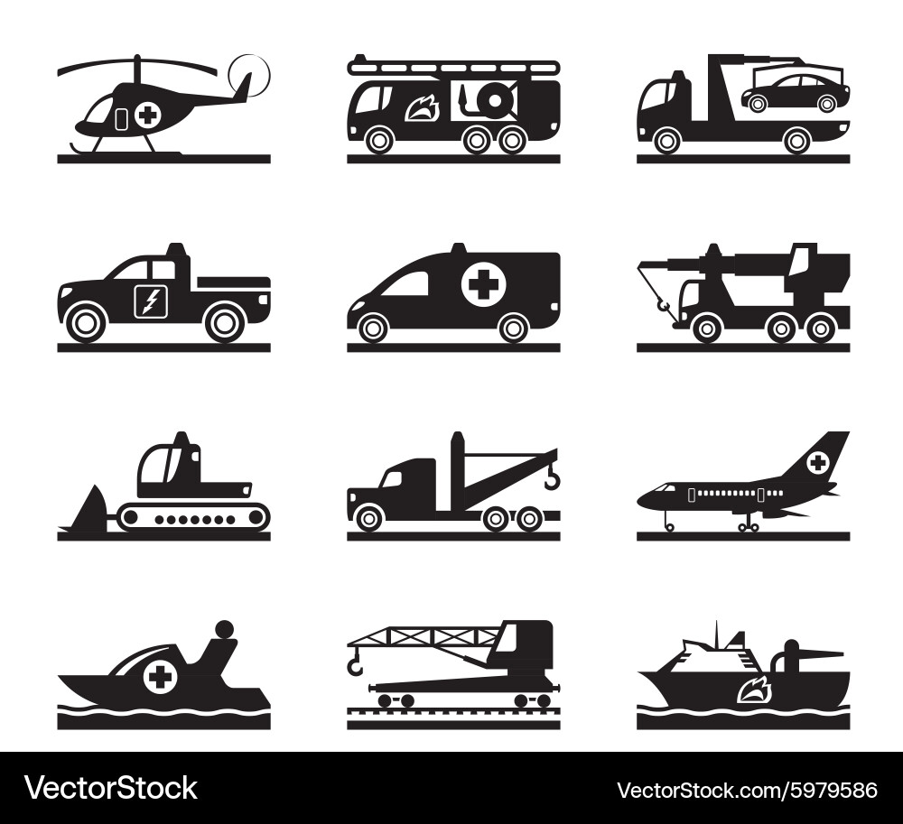 Vehicles for accidents and emergencies Royalty Free Vector