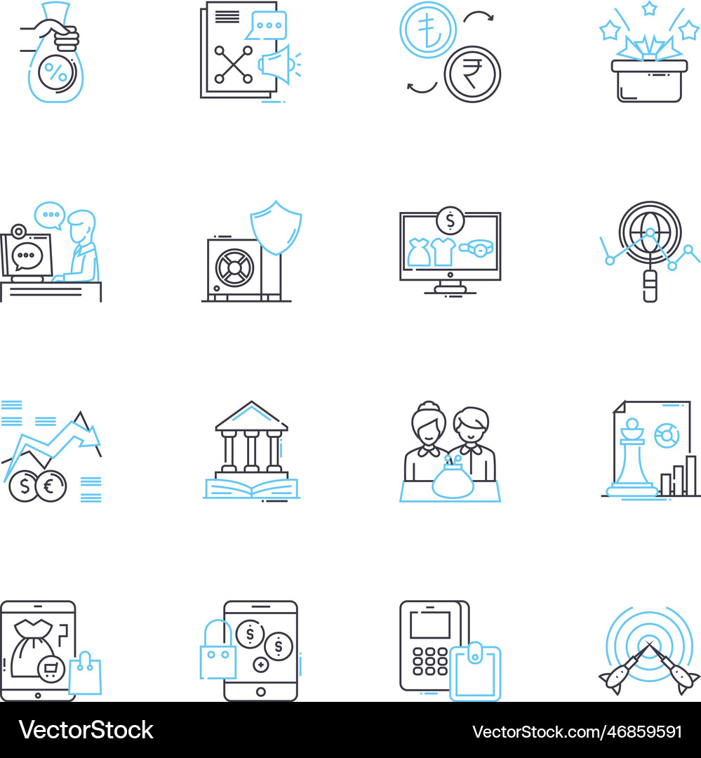 Accounting planning linear icons set budgeting Vector Image