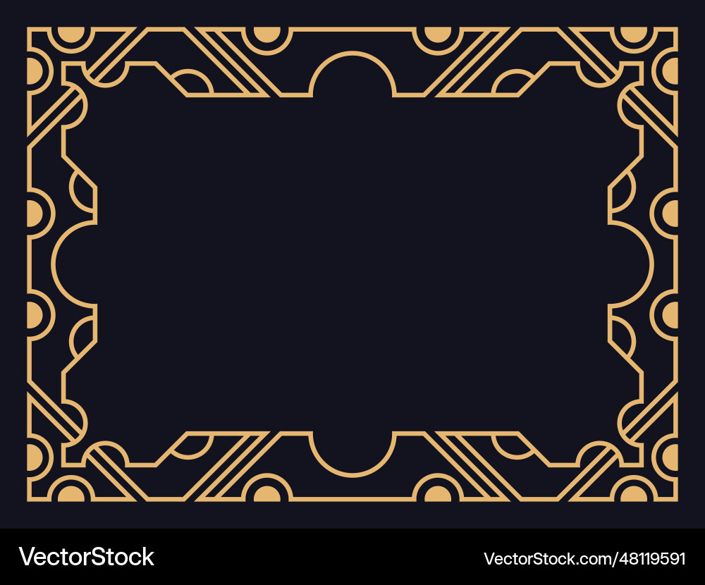 Art deco frame vintage linear border in gold Vector Image