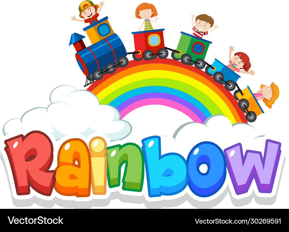 Font design for word rainbow with rainbow Vector Image