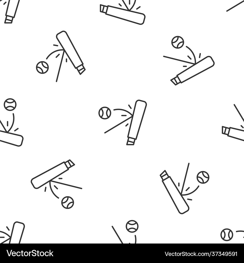Grey line baseball bat with ball icon isolated Vector Image