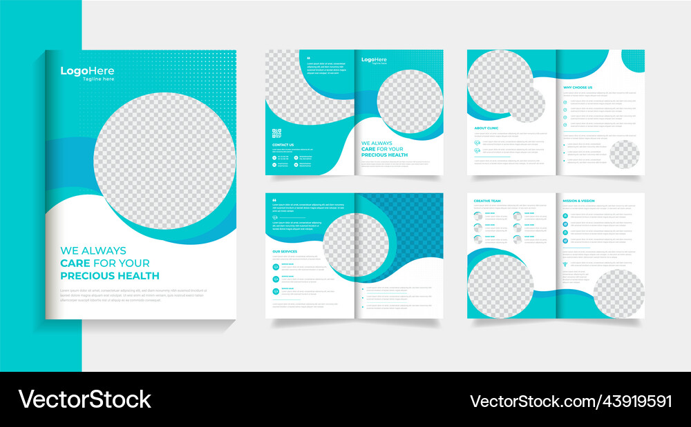 Medical brochure design template 8 pages creative Vector Image