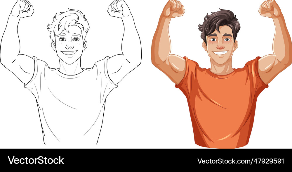 Muscular handsome young man smiling Royalty Free Vector