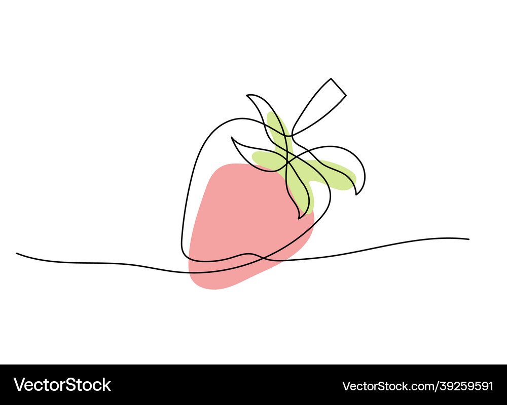 One line strawberry with leaf fruit berry sketch Vector Image